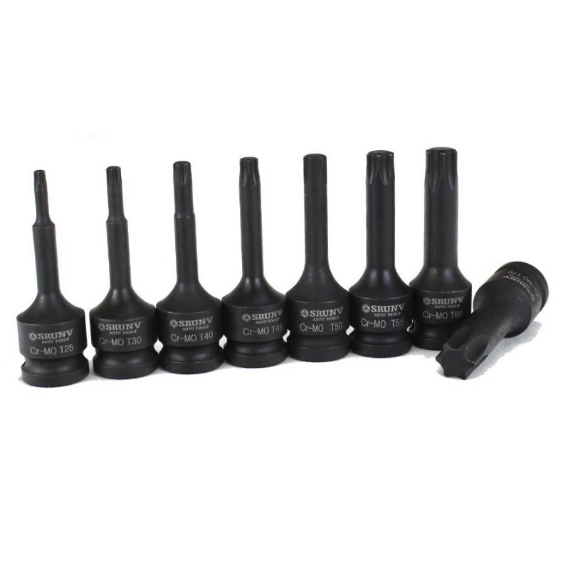 8PCS 1/2″ Drive Impact Spline Socket Torx Bits T25-T70 CR-MO – VR DIY