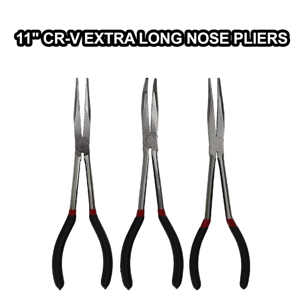 11″ Inches CR-V Extra Long Nose Pliers Straight / 45 degree / 90 degree ...