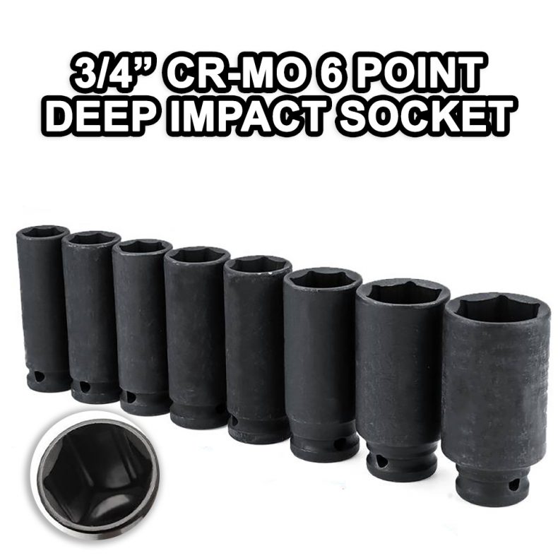 3/4″(80mm) Drive Long Deep Impact Socket Black 27mm – 70mm – VR DIY