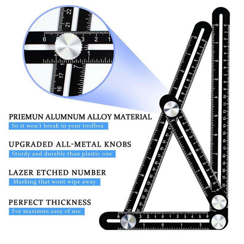 Multi Angle Measuring Ruler Aluminum Alloy Template Tool Vr Diy