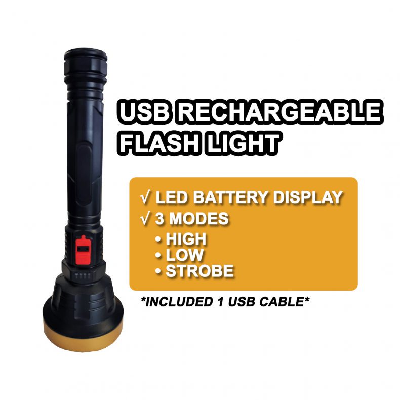 Portable USB Charge Flash Light With 3 Mode Flashlight – VR DIY