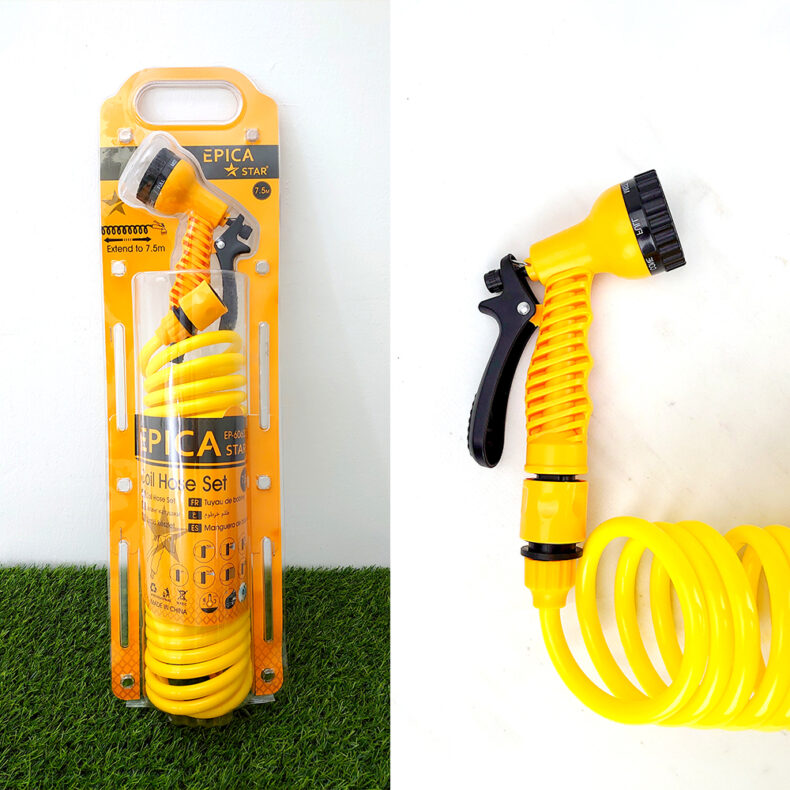 EPICA STAR EP-60632 Flexible Expandable Eva Coil Garden Hose Set 7.5M ...