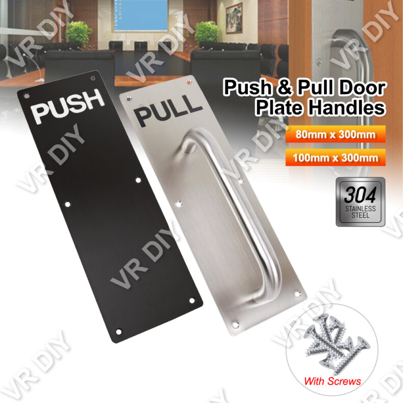 2pcs Stainless Steel Push and Pull Door Handles Set Ready Stock ...
