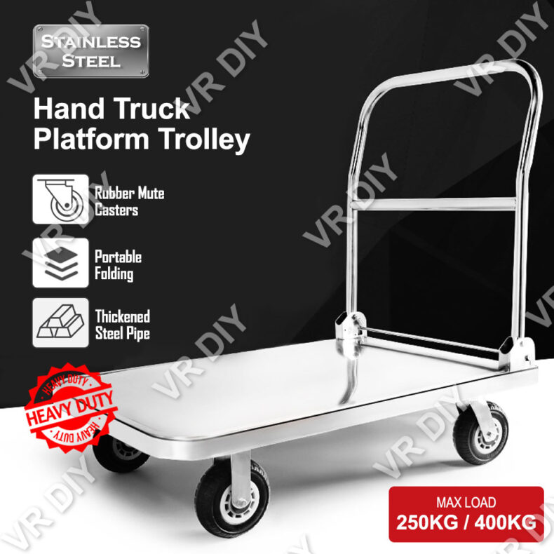 Heavy Duty Stainless Steel Hand Truck Platform Trolley Durable 250kg ...