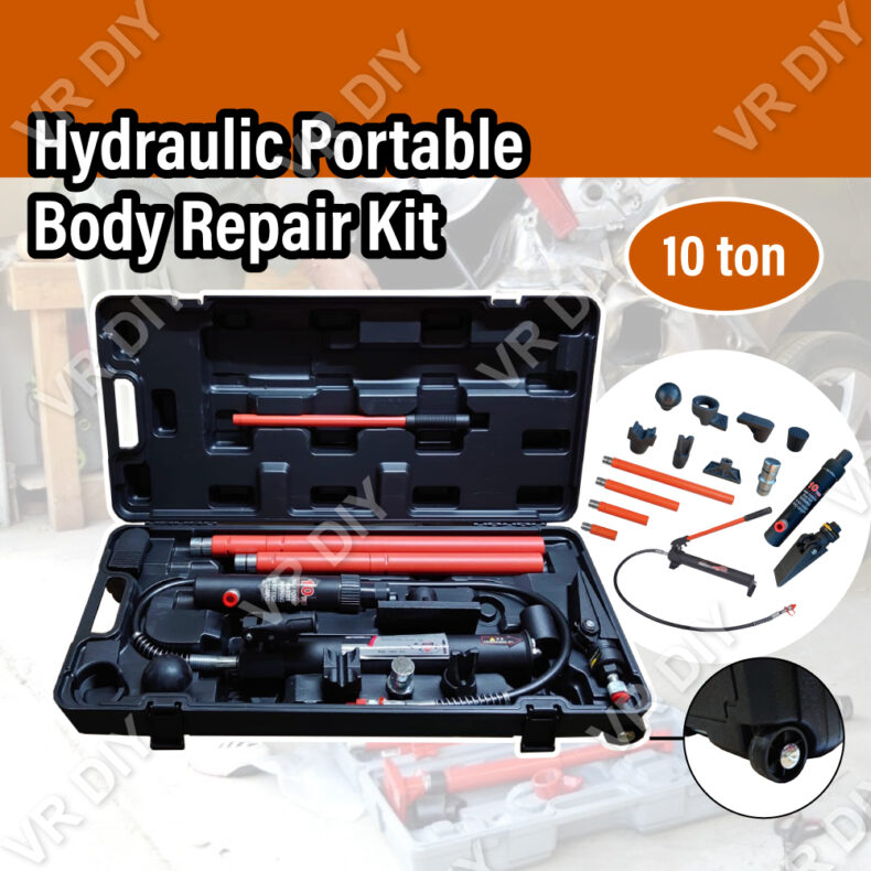 10 tons Hydraulic Portable Cylinder Jack Kit Full Set 10T Heavy Duty ...