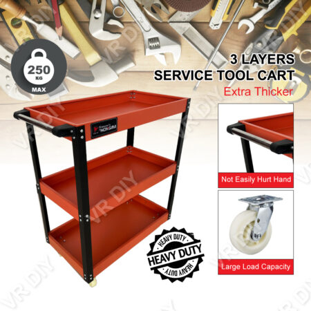 3 Layers Service Tool Cart Matte 250kg Max Load Trolley 3 Tier ...