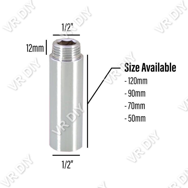 1/2″ Pipe Thread Extension 50mm 70mm 90mm 120mm Stainless Steel ...