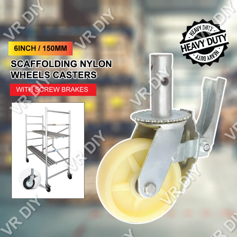 Scaffolding Nylon/Rubber Wheels Casters With Screw Brakes 6Inch/8Inch ...