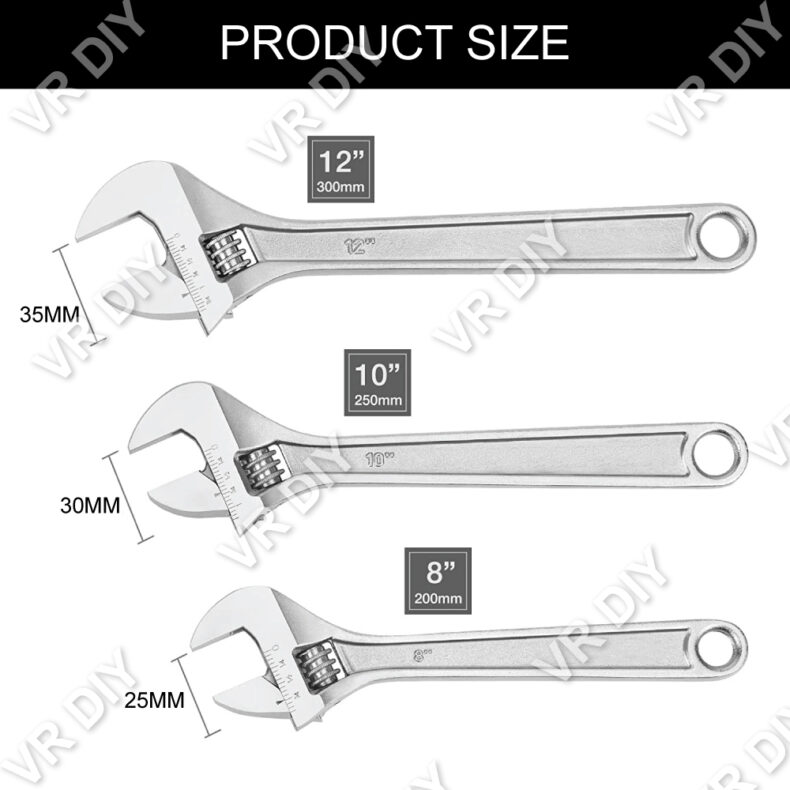 Navato Adjustable Silver Spanner 8″/10″/12″ Wrench Spana Hidup 200mm ...