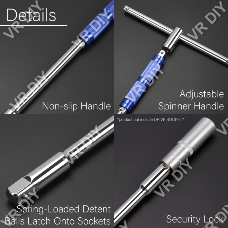 1/2″ Inch Drive Turbo Speed Sliding T Handle Wrench CRV Tool DIY ...
