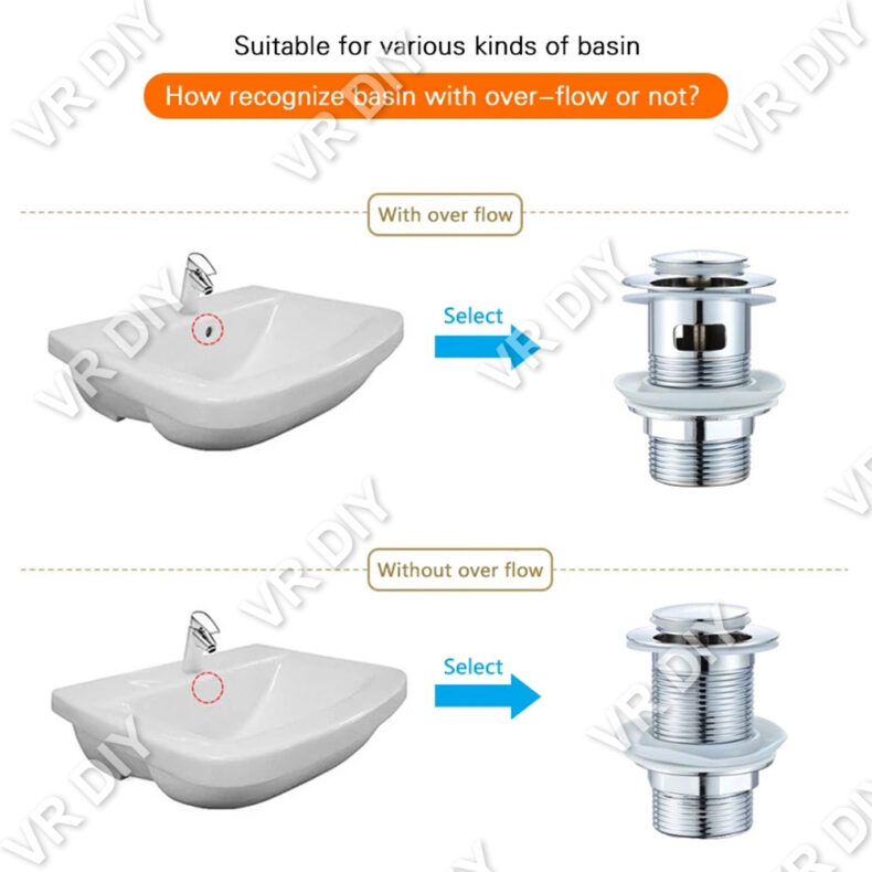 Basin Pop-up Drain Plug 120mm/80mm Brass Push Up Button Pop Up Waste ...