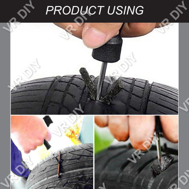 8pcs Emergency Tubeless Car Tyre Tire Puncture Instant Repair Tool Set ...
