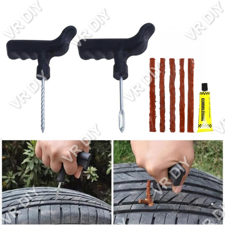 8pcs Emergency Tubeless Car Tyre Tire Puncture Instant Repair Tool Set ...