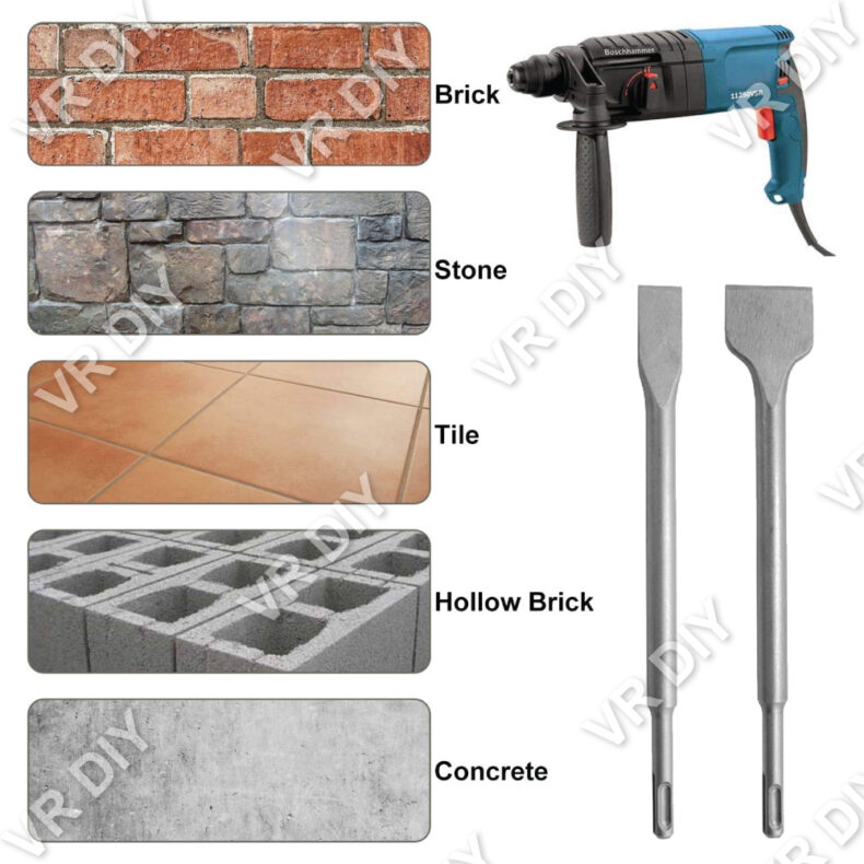 (3pcs/Set) SHILI TOOLS SDS-Plus Stone Concrete Chisel Set 250mm Flat ...