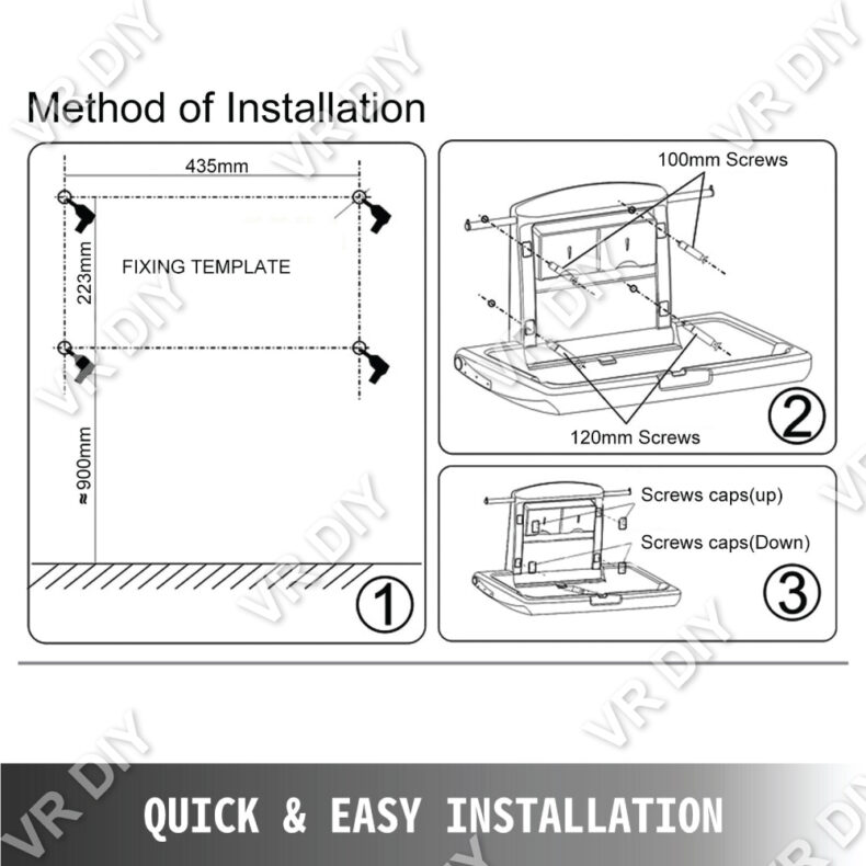 Horizontal Folding Baby Diaper Changing Table Baby Nursing Surface Wall ...