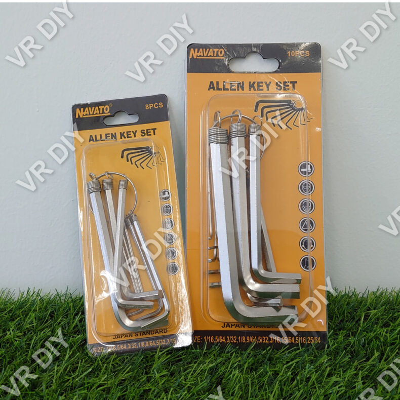 (8pcs /10pcs) Allen Key Hex Set AF/MM Metric Imperial Keychain Ring Set ...