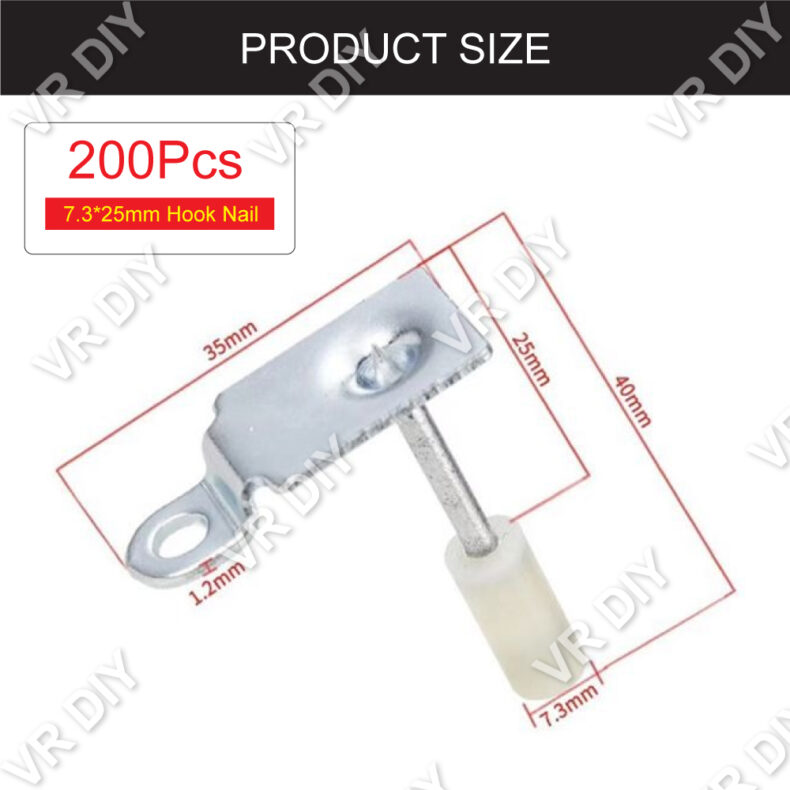 200pcs Steel Hook Nails 5mm Screw Hole Guns Rivet Tool 7.5mm Gunpowder ...