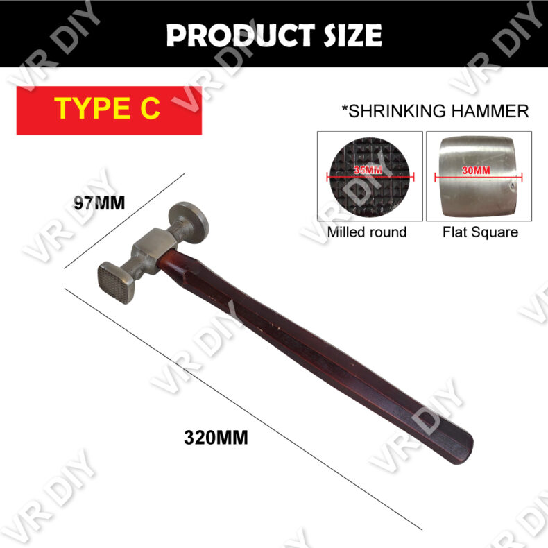 Light Duty Shrinking Hammer Straight Pein Finishing Hammer Wood Handle ...
