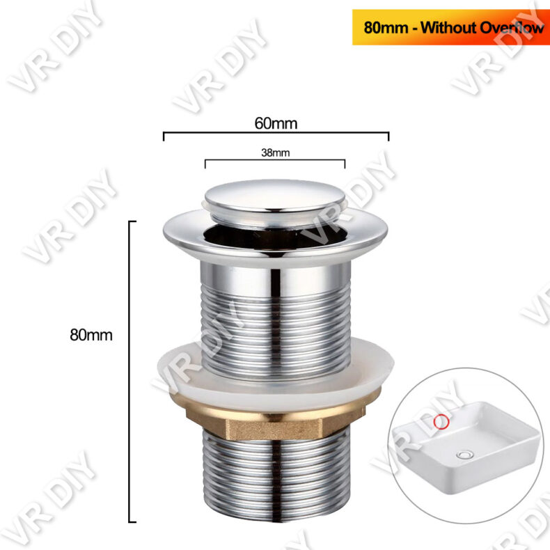 Basin Pop-up Drain Plug 120mm/80mm Brass Push Up Button Pop Up Waste ...