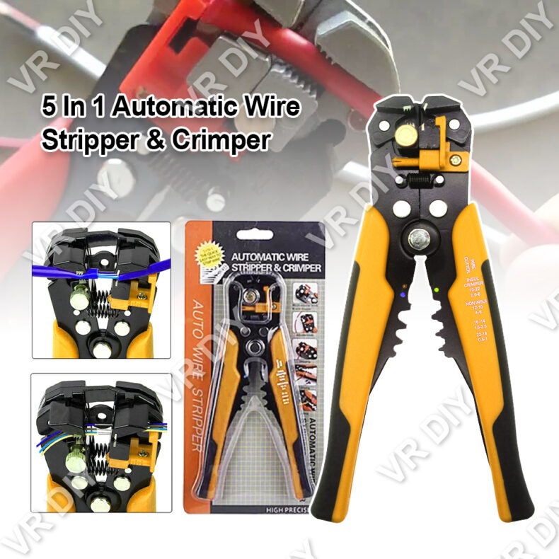 5 In 1 Automatic Wire Stripper & Crimper Cable Cutter Tool Heavy Duty ...