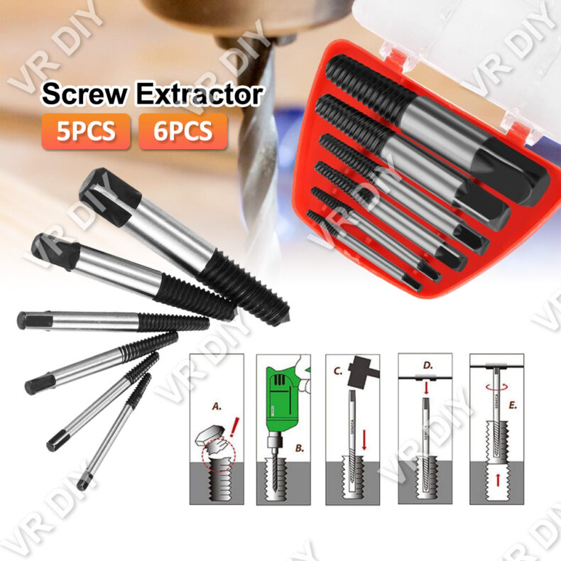 Screw Extractor 5pcs / 6pcs Drill Bit Heavy Duty (3-18mm/3-22mm) Quick ...