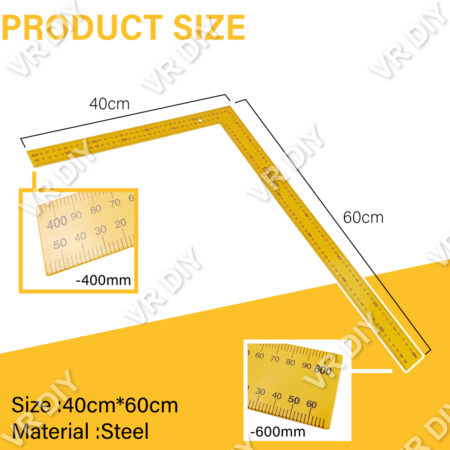 Epica Star L-Scale Ruler 16″ x 24″ Try Square L-Shaped Angle Measuring ...