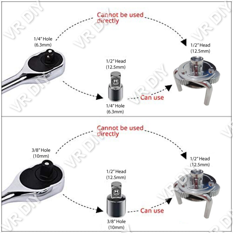 Automotive 60-120mm Adjustable 3 Jaw Two Way Oil Filter Removal Wrench ...
