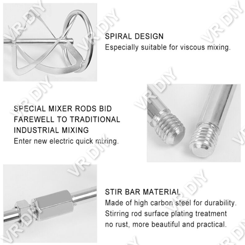60cm Screw Type Paint Mixer M14 Thread Heavy Duty Steel Cement Mixer 24 ...