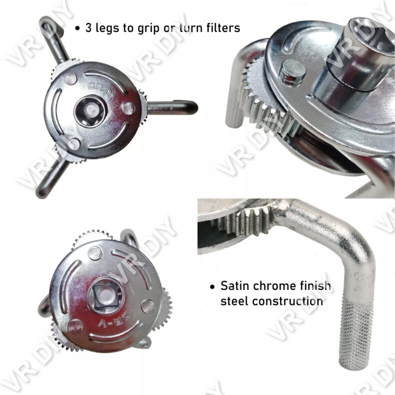 Automotive 60-120mm Adjustable 3 Jaw Two Way Oil Filter Removal Wrench ...