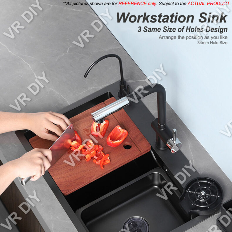 [Combo Set] EURO UK Sink Nano Black Stainless Steel Single Bowl 60/68 ...