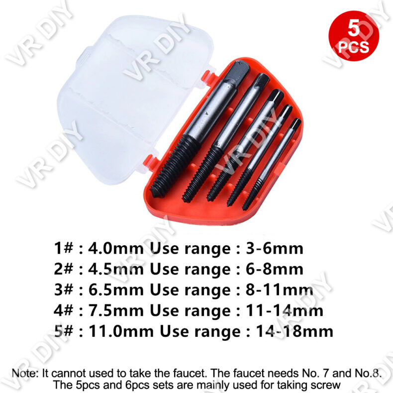 Screw Extractor 5pcs / 6pcs Drill Bit Heavy Duty (3-18mm/3-22mm) Quick ...