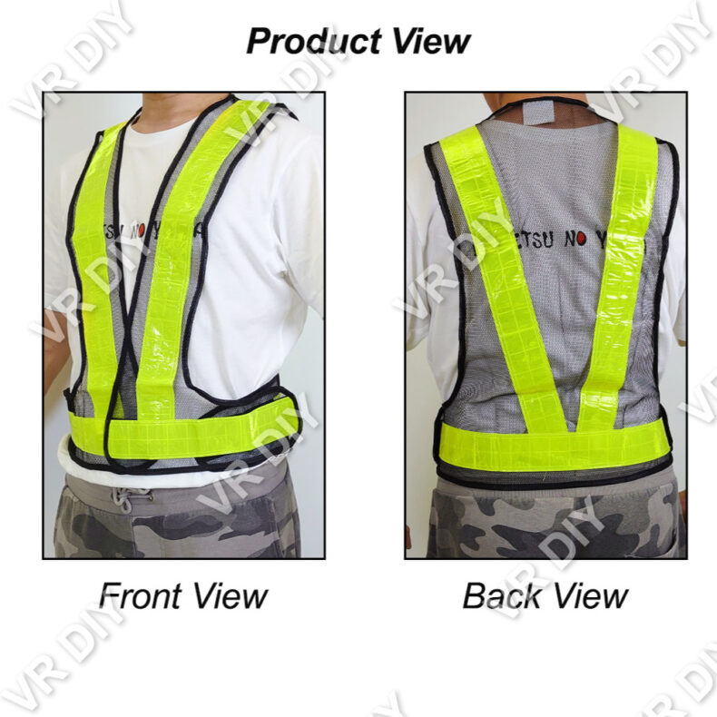 Black Safety Coat with 5cm Green V-Shape Reflective Strip Vest Velcro ...
