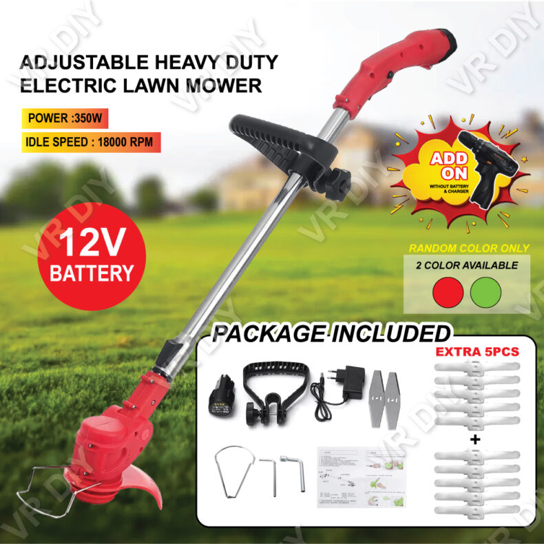 Portable Heavy Duty 12V Electric Lawn Mower Grass Cutter Garden ...