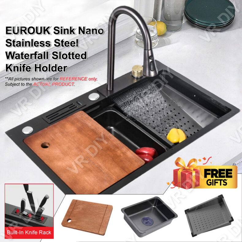 EUROUK Sink Nano Waterfall Slotted 6845 Stainless Steel SUS304 Knife ...