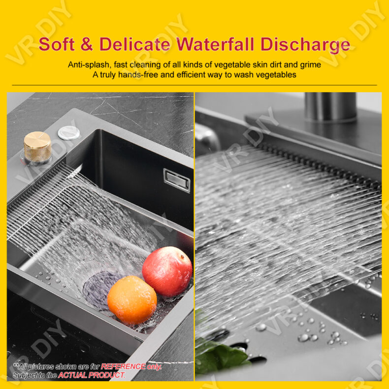 EUROUK Sink Nano Waterfall Slotted 6845 Stainless Steel SUS304 Knife ...