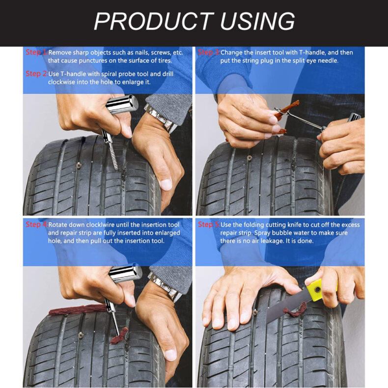 11pcs 8pcs Emergency Tubeless Car Tyre Tire Puncture Instant Repair ...